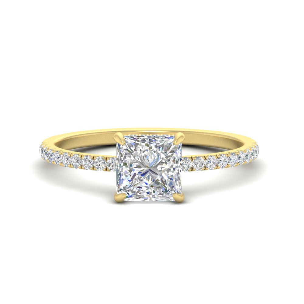 Princess Cut Pave Underhalo engagement ring – Fascinating Diamonds