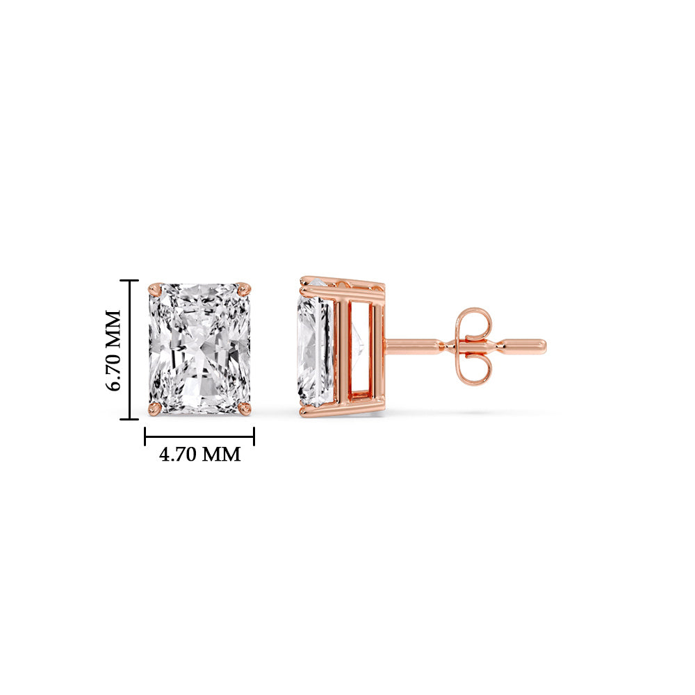 Radiant Diamond Basket Stud Earring – Fascinating Diamonds