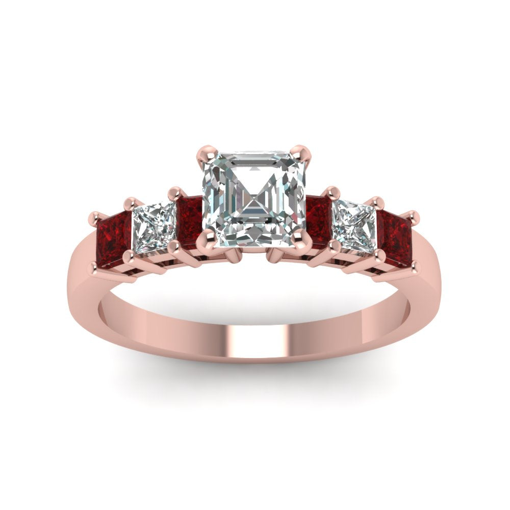 2 Ct Asscher Cut 7 Stone Classic Engagement Ring – Fascinating Diamonds