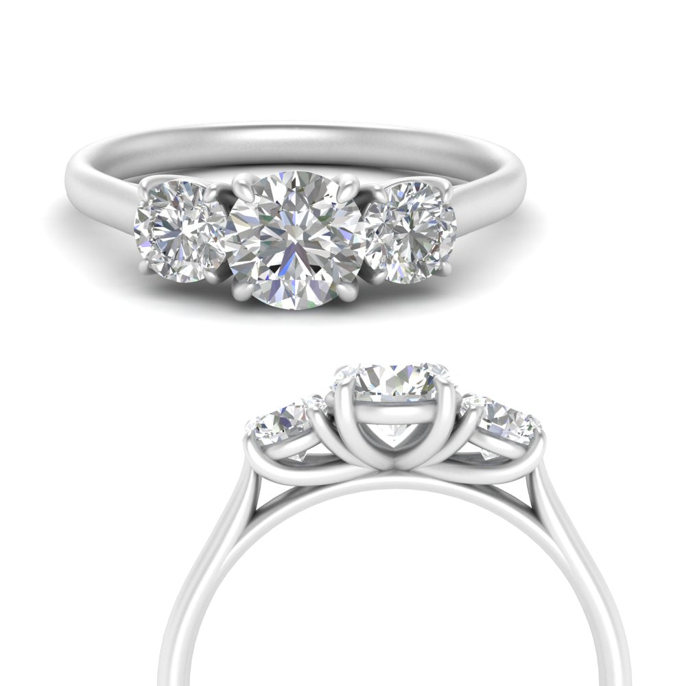 Classic 3 Stone Round Trellis Engagement Ring – Fascinating Diamonds