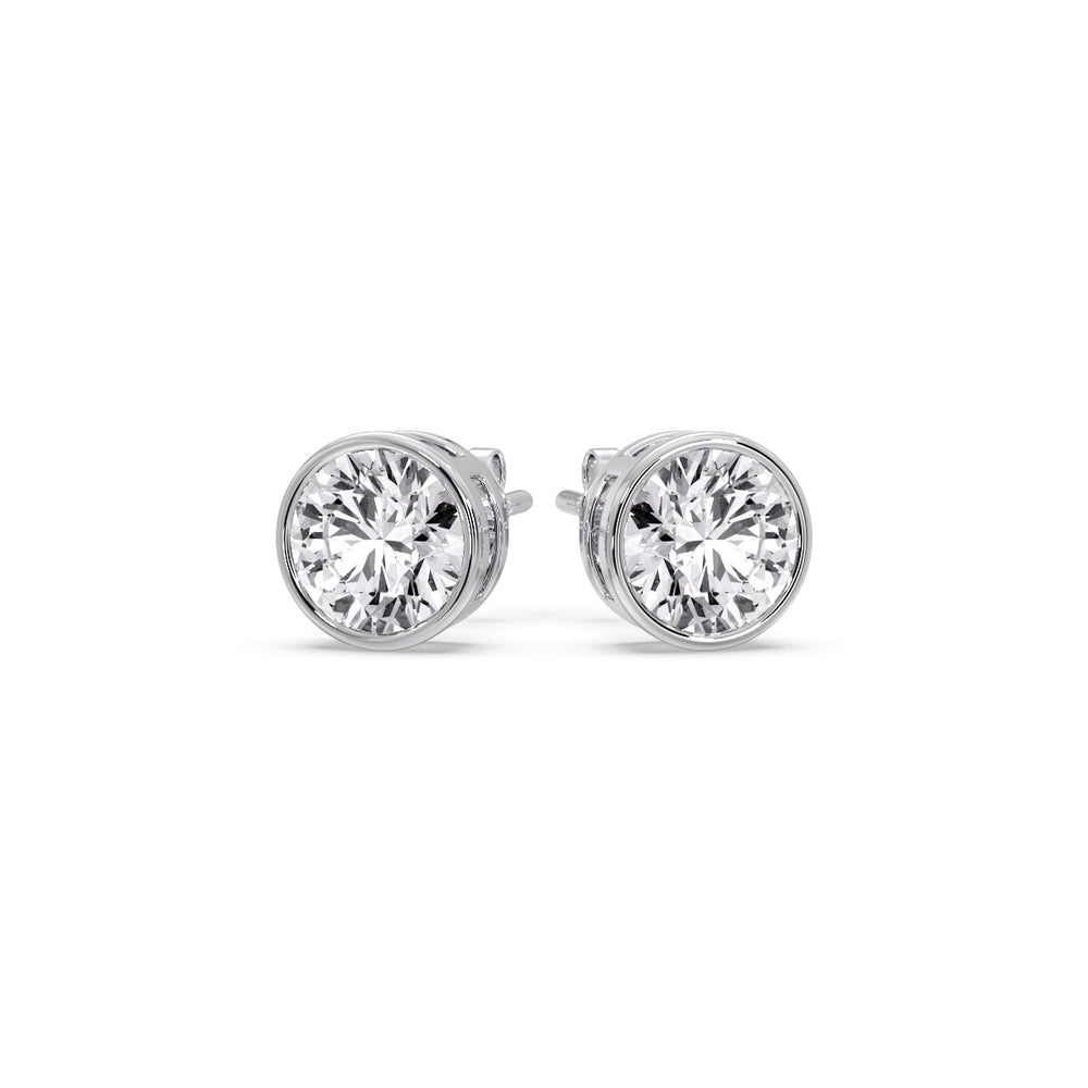 Round Cut Stud Bezel Set Earring – Fascinating Diamonds
