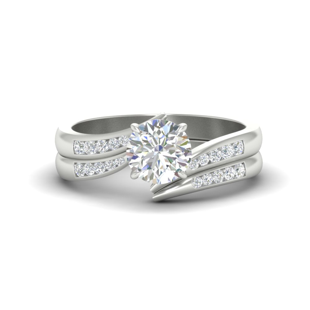 Round Cut Swirl Channel Bridal Engagement Set – Fascinating Diamonds