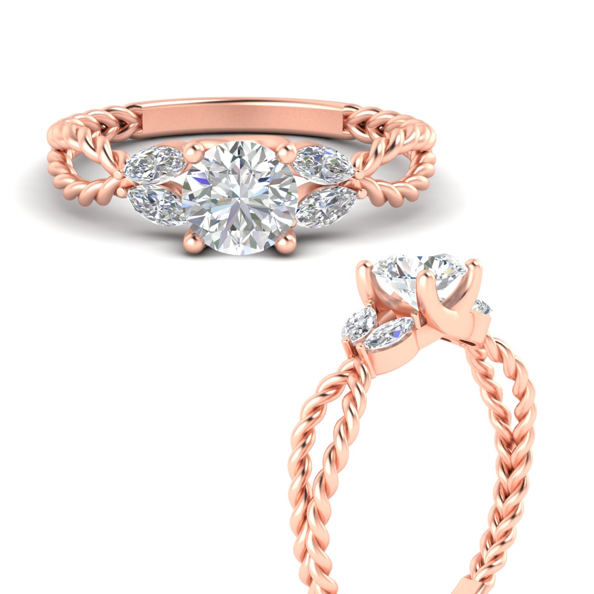 Twisted Leaf Split Braid Ring – Fascinating Diamonds