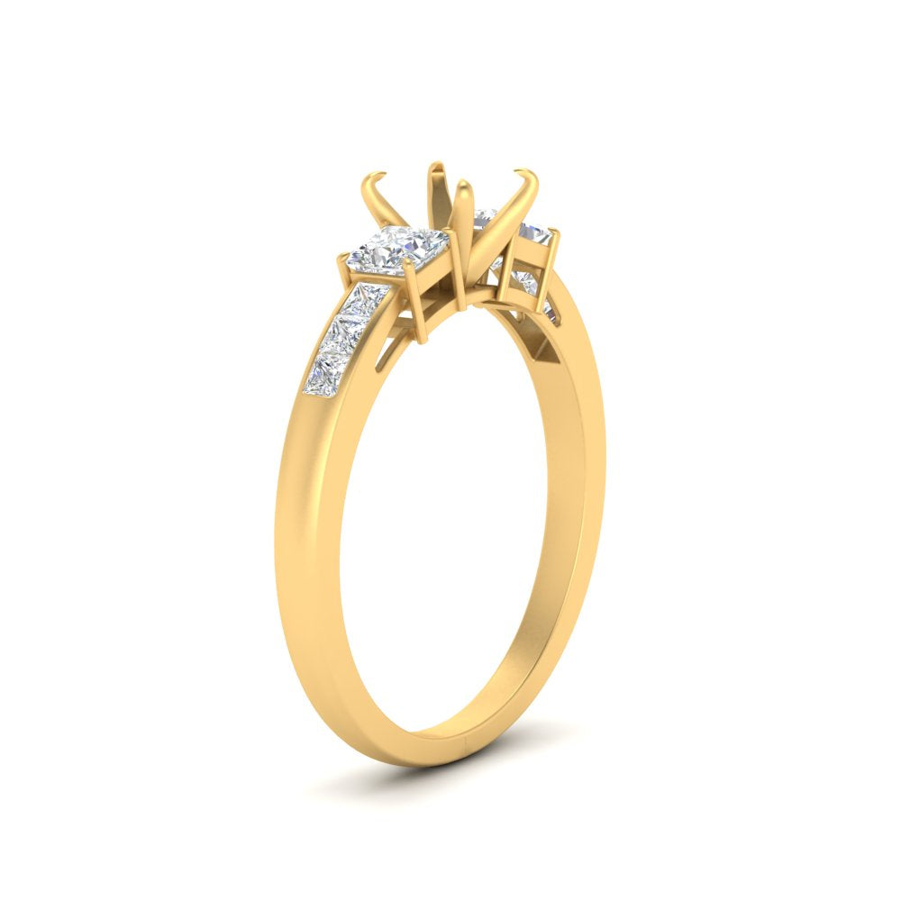 Semi Mount Channel Three Stone Classic Ring – Fascinating Diamonds