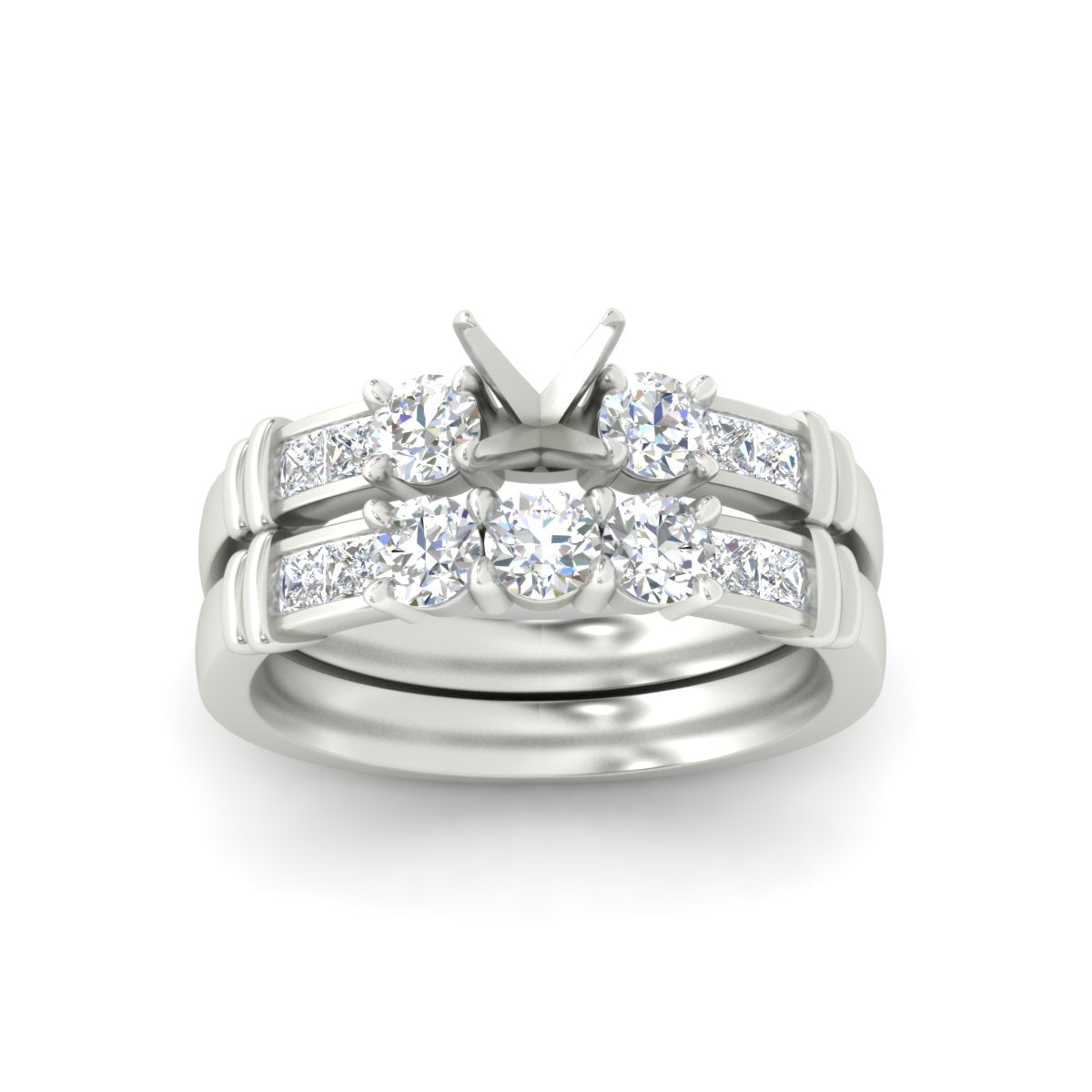 Semi Mount Channel Bar Diamond Wedding Ring Set – Fascinating Diamonds