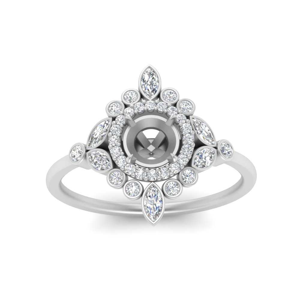Semi Mount Halo Floral Engagement Ring – Fascinating Diamonds