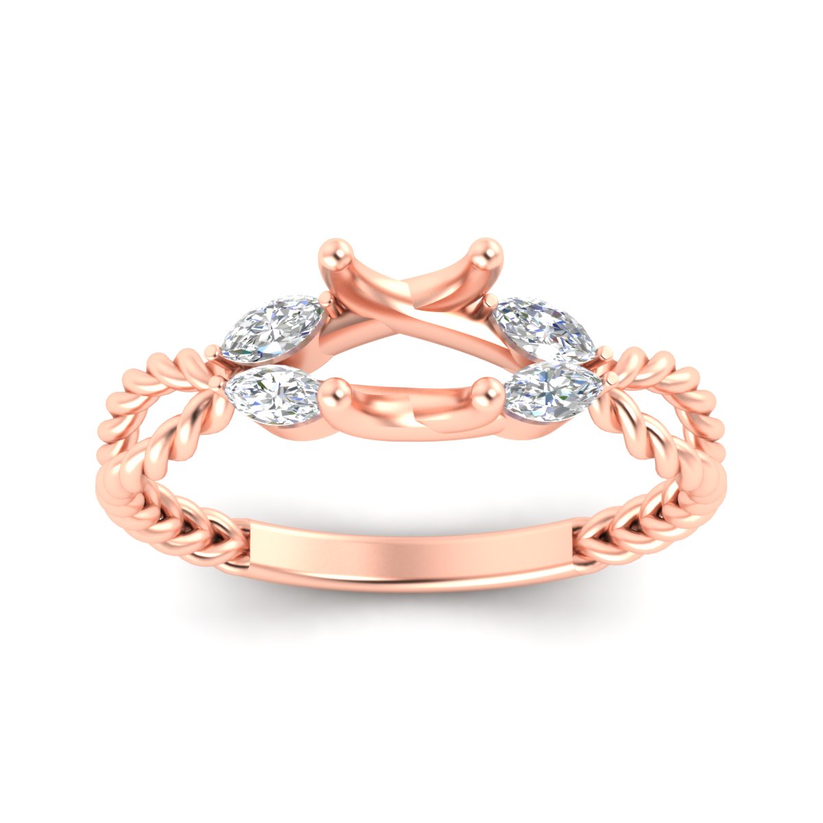 Twisted Leaf Split Braid Semi Mount Ring – Fascinating Diamonds