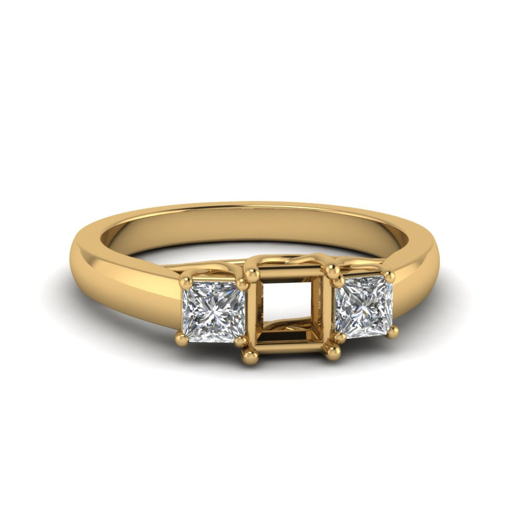 Petite 3 Stone Semi Mount Ring – Fascinating Diamonds