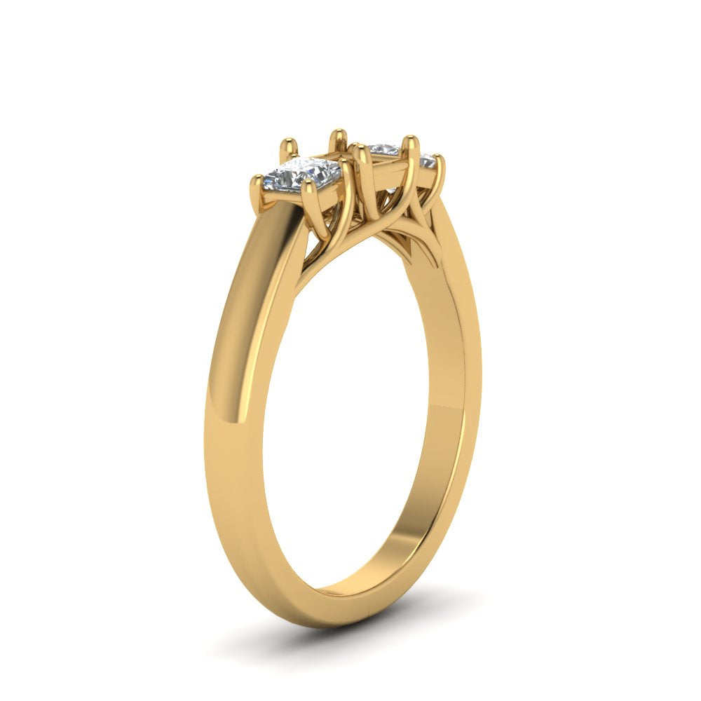 Petite 3 Stone Semi Mount Ring – Fascinating Diamonds
