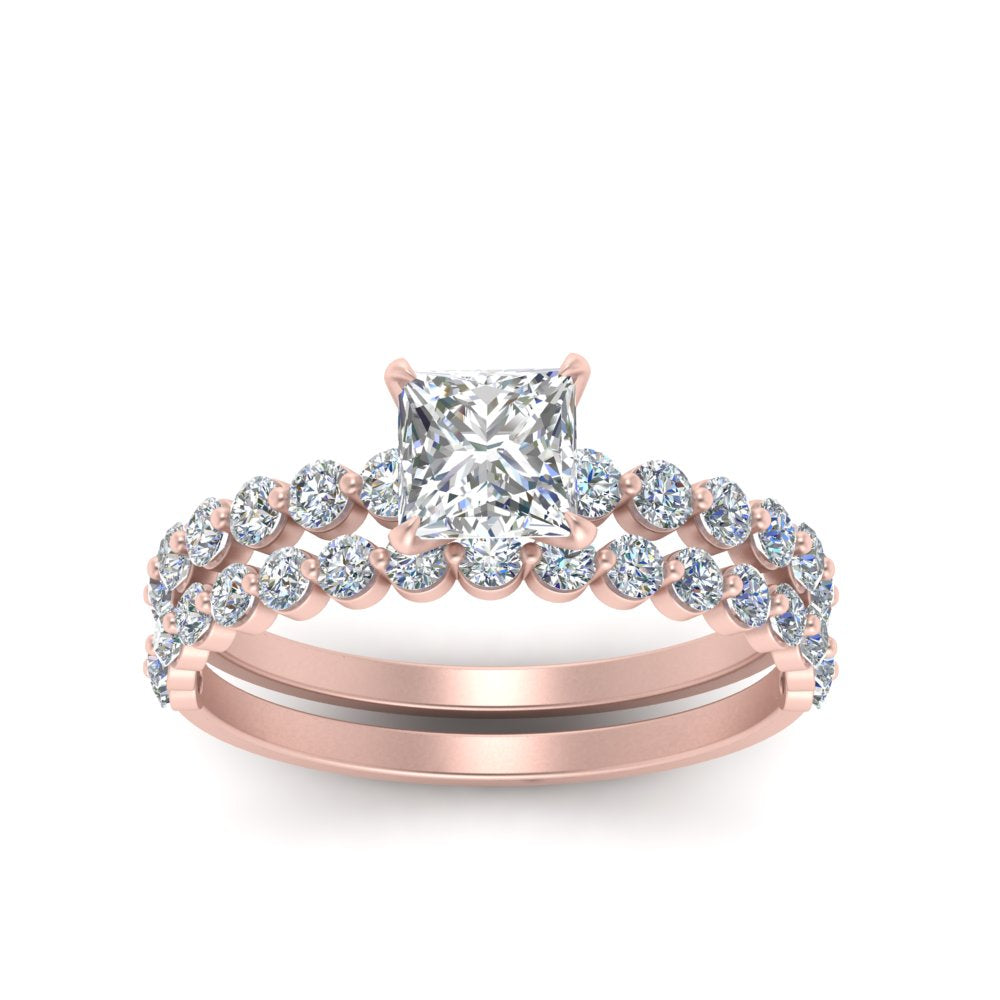 Shared Prong Princess Cut Wedding Set – Fascinating Diamonds