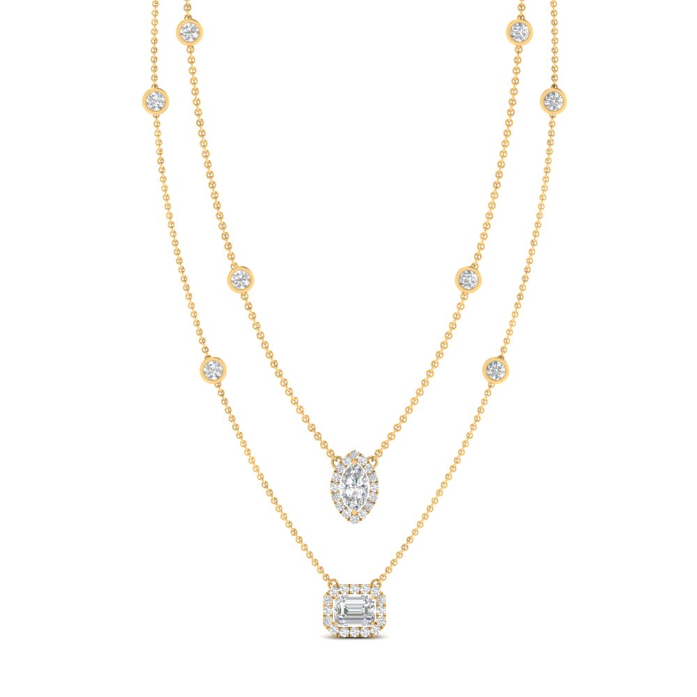 Stackable Halo Station Drop Necklace – Fascinating Diamonds