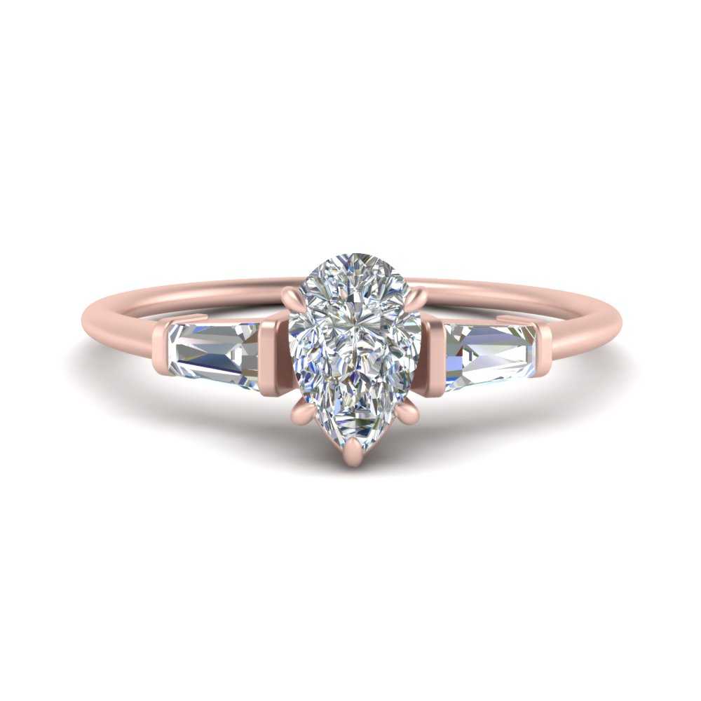 Pear Shaped Lab Made Baguette Side Stone Engagement Ring – Fascinating ...