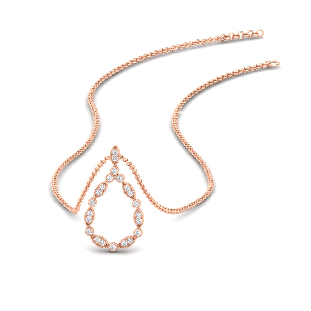 Milgrain Tear Drop Shape Pendant – Fascinating Diamonds