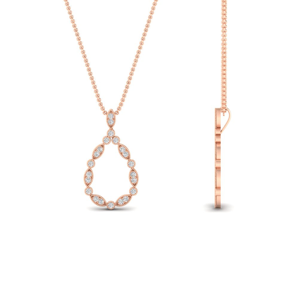 Milgrain Tear Drop Shape Pendant – Fascinating Diamonds