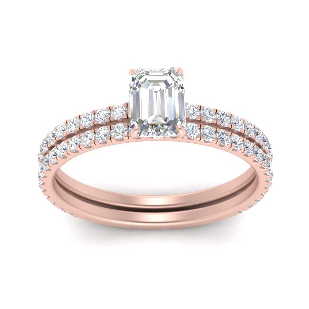 Emerald Diamond Three Quarter Gallery Bridal Set – Fascinating Diamonds