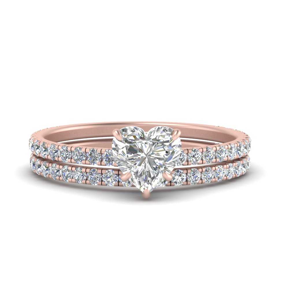 Heart Diamond Three Quarter Gallery Bridal Set – Fascinating Diamonds
