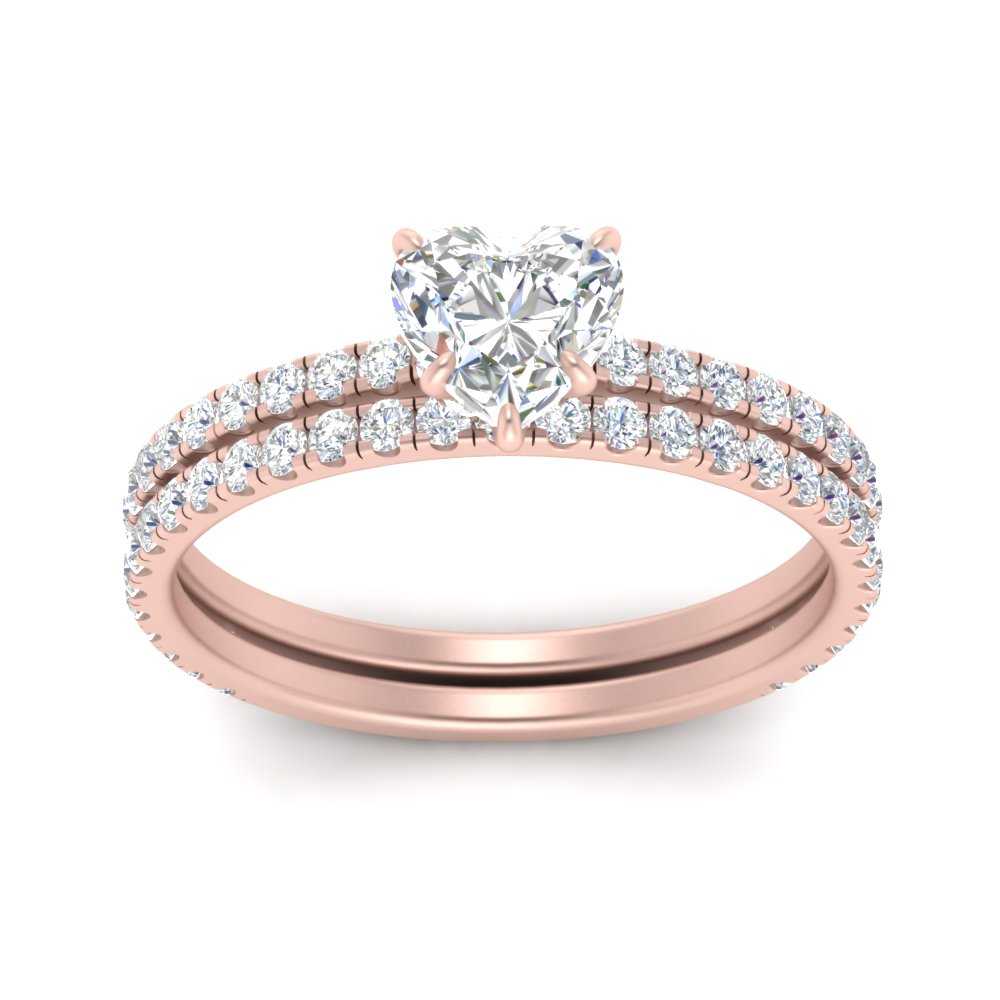 Heart Diamond Three Quarter Gallery Bridal Set – Fascinating Diamonds