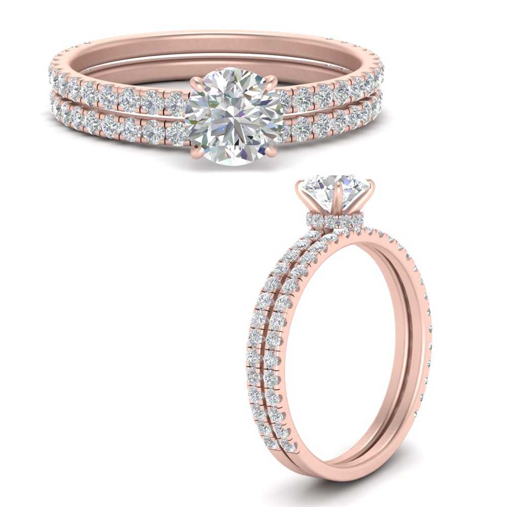 Round Cut Three Quarter Gallery Bridal Set – Fascinating Diamonds