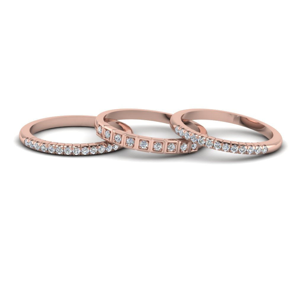 Trio Pave Set Stackable Wedding Band – Fascinating Diamonds
