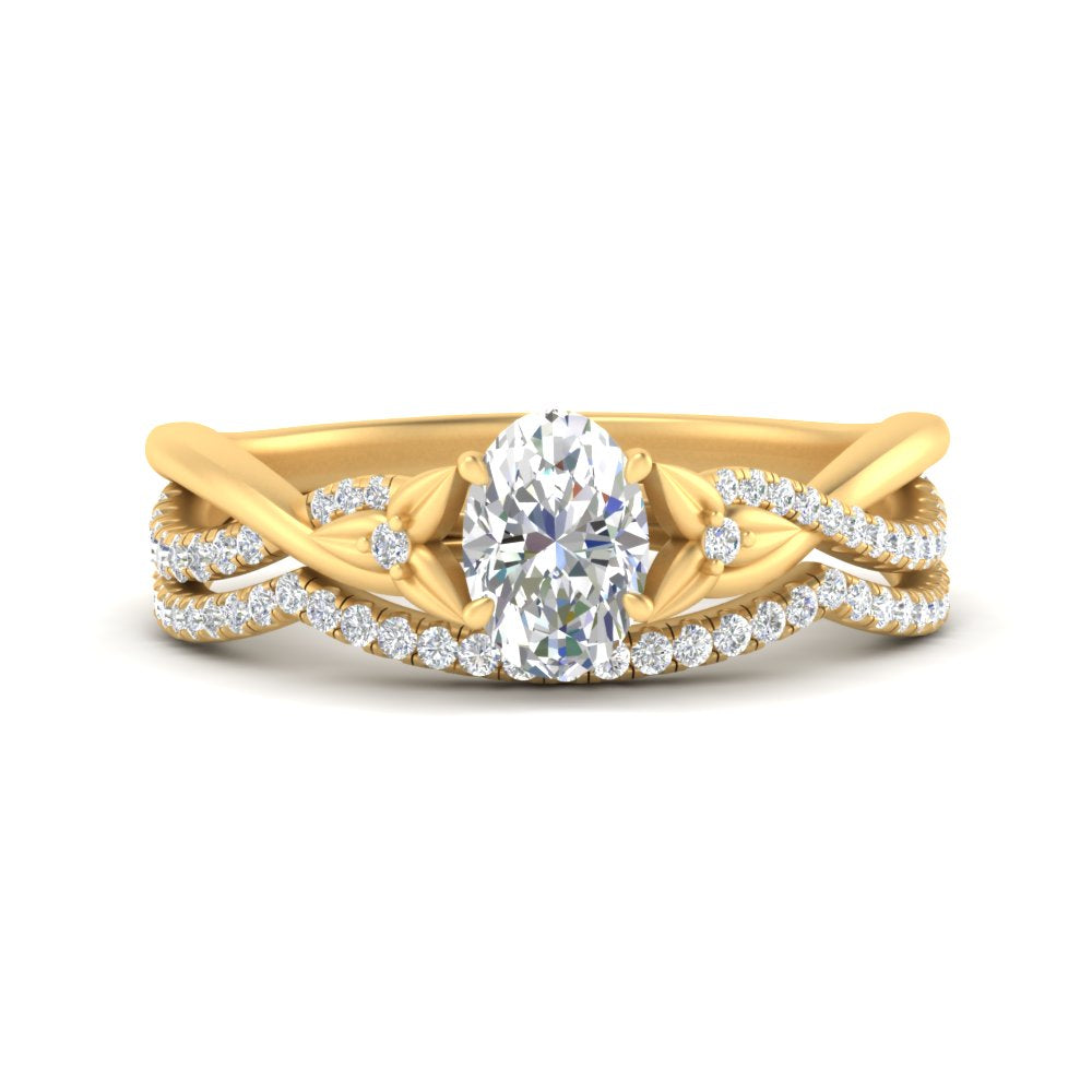 Oval Shaped Nature Inspired Twisted Wedding Set – Fascinating Diamonds