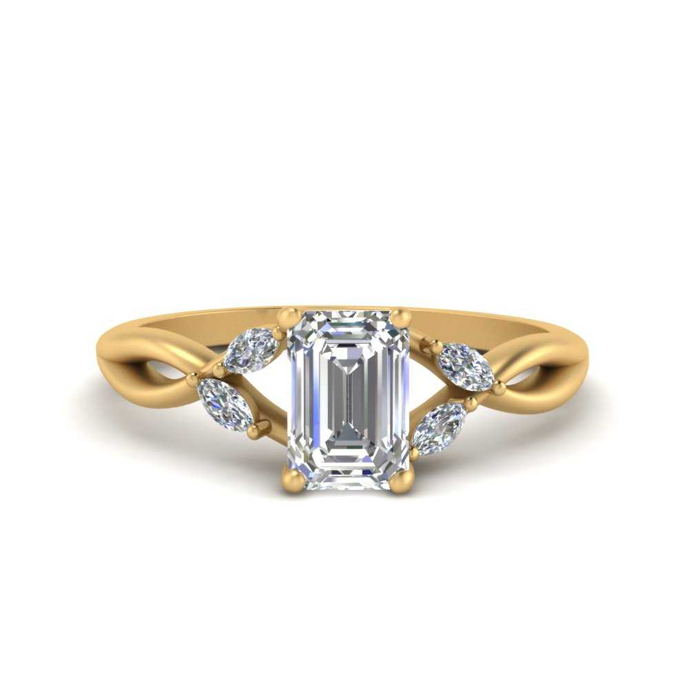 Emerald Cut Twisted Split Marquise Accents Engagement Ring ...