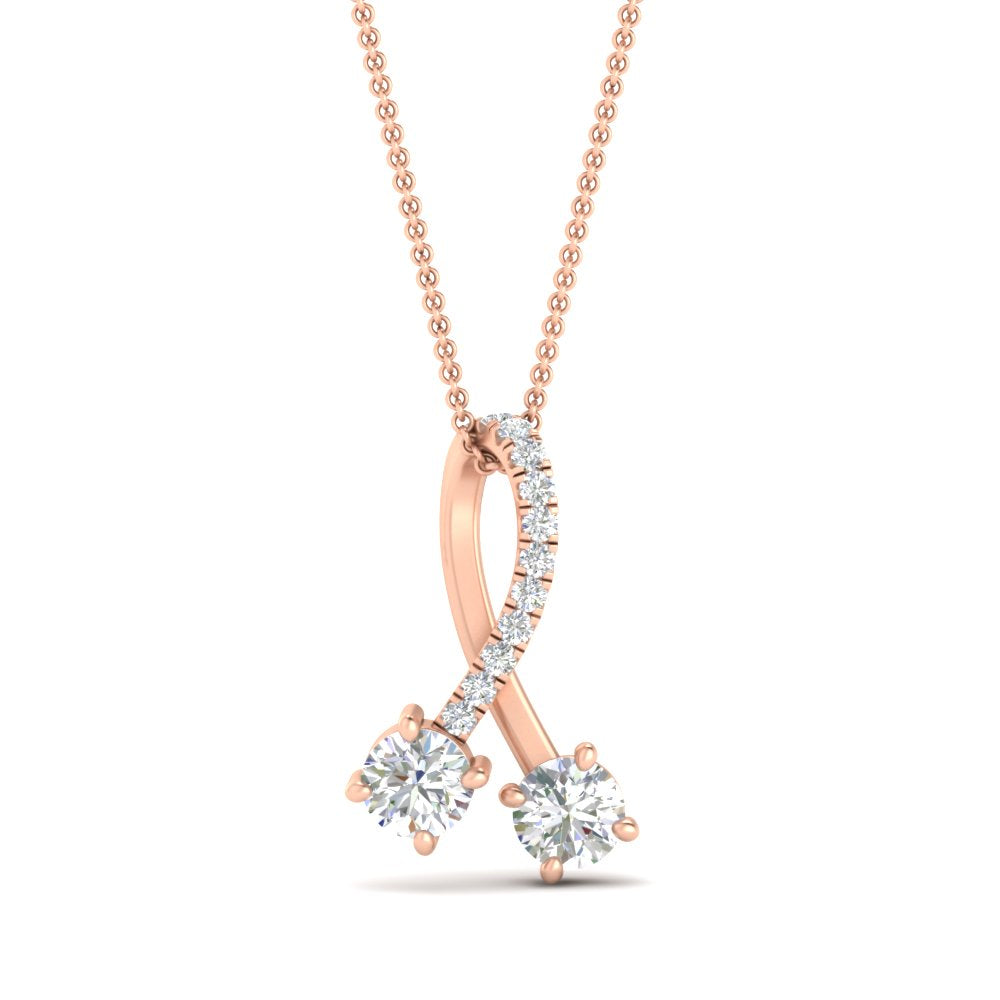 Twogether 2 Stone Ribbon Pendant – Fascinating Diamonds