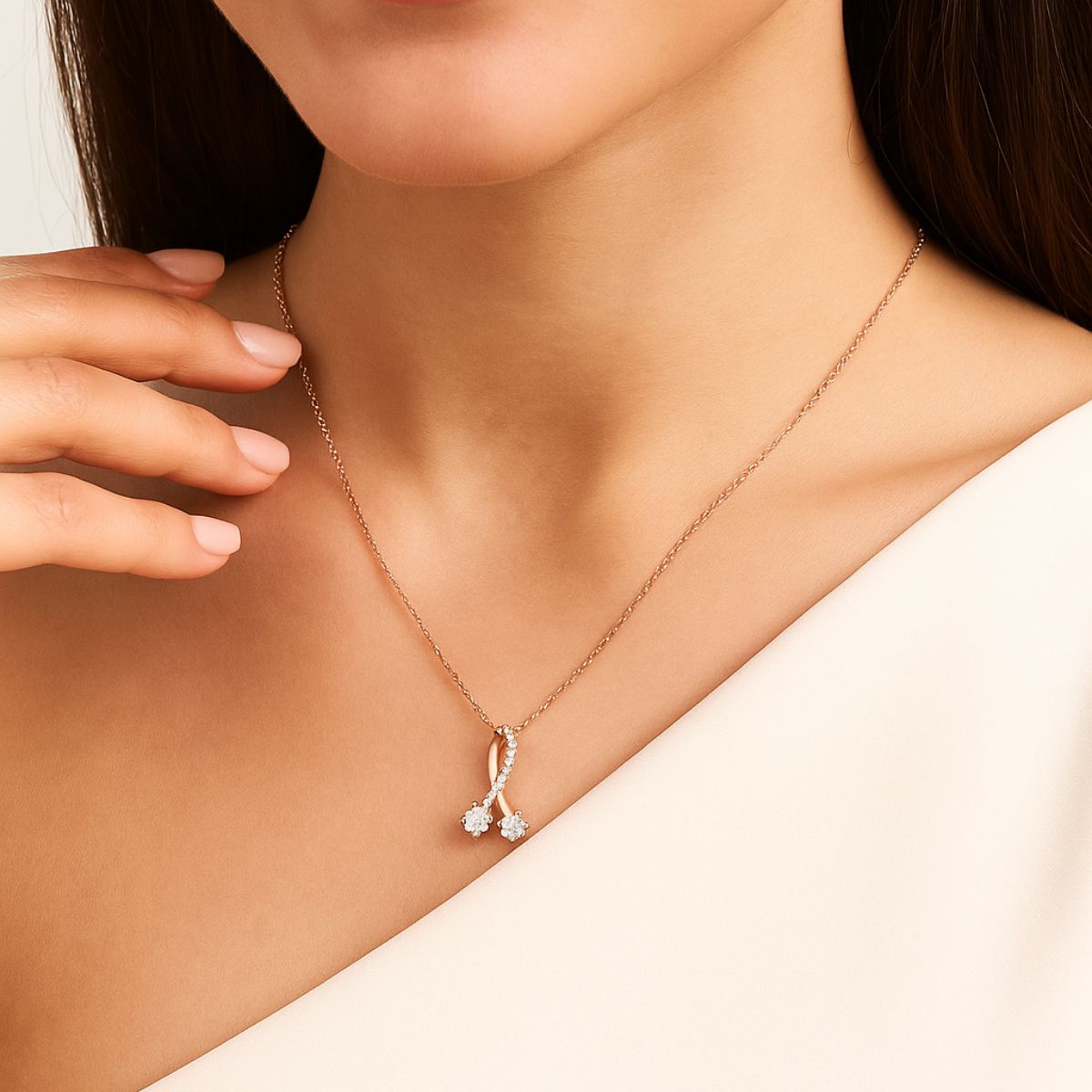 Twogether 2 Stone Ribbon Pendant – Fascinating Diamonds
