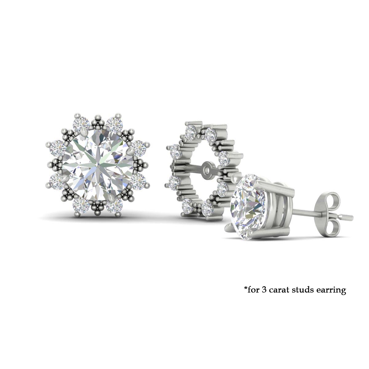 Vintage Halo Diamond Earring Jackets For 3 Carat Studs – Fascinating ...