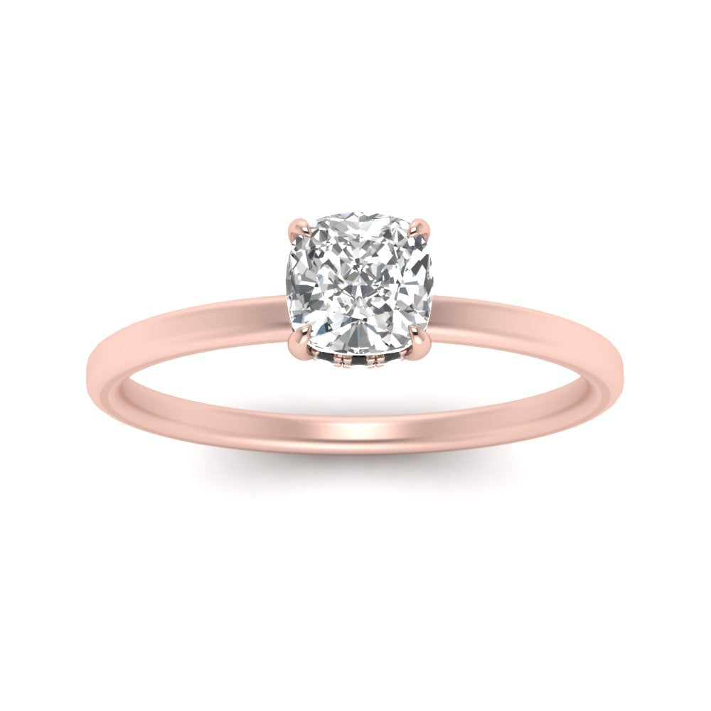 Cushion Cut Thin Setting Hidden Halo Diamond Ring – Fascinating Diamonds