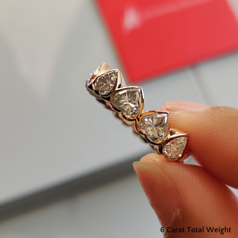 Heart Diamond Bezel Eternity Ring 6 Carat – Fascinating Diamonds